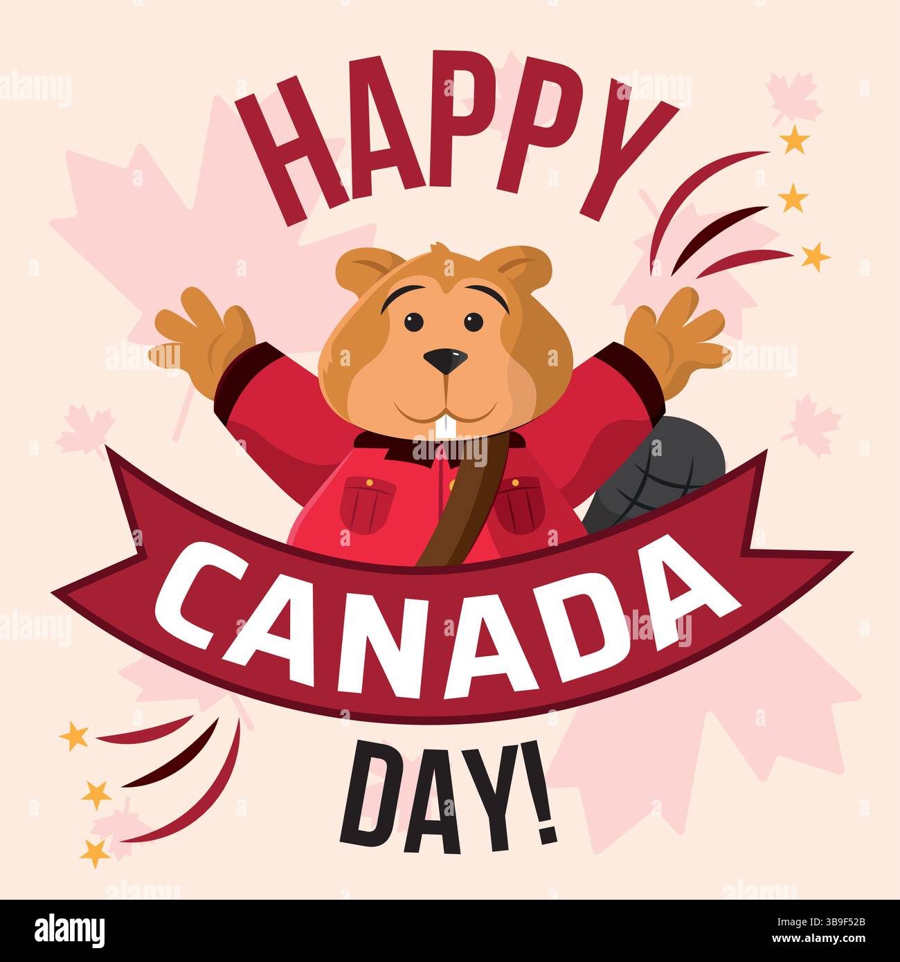Canada Day beaver banner Vector illustration Stock Vector Image & Art ...
