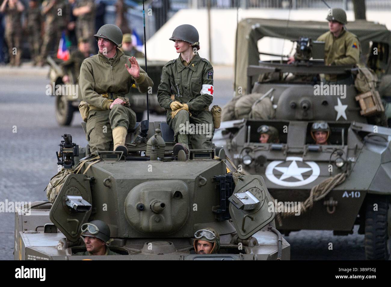 Paris, France. 08th May, 2025. Parade and reenactment of Victory Day ...