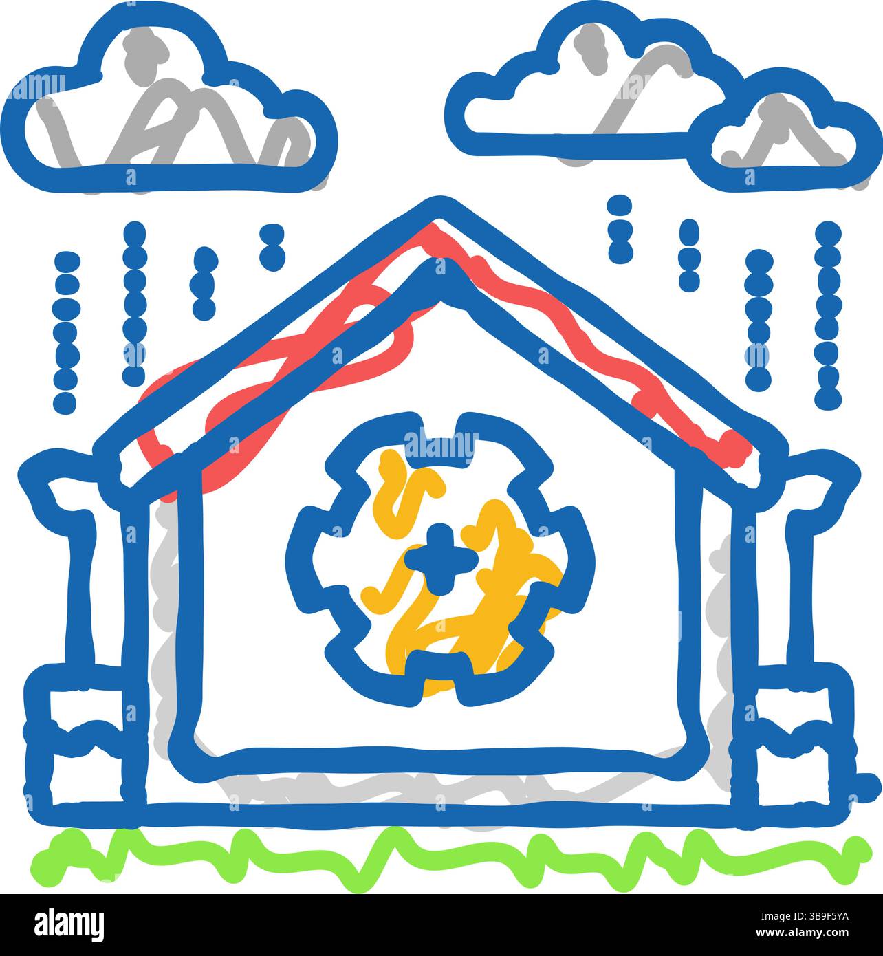 rainwater harvesting water saving icon doodle illustration Stock Vector ...