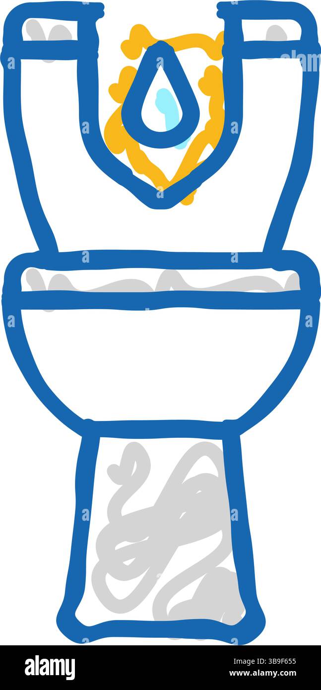 efficient toilet water saving icon doodle illustration Stock Vector ...