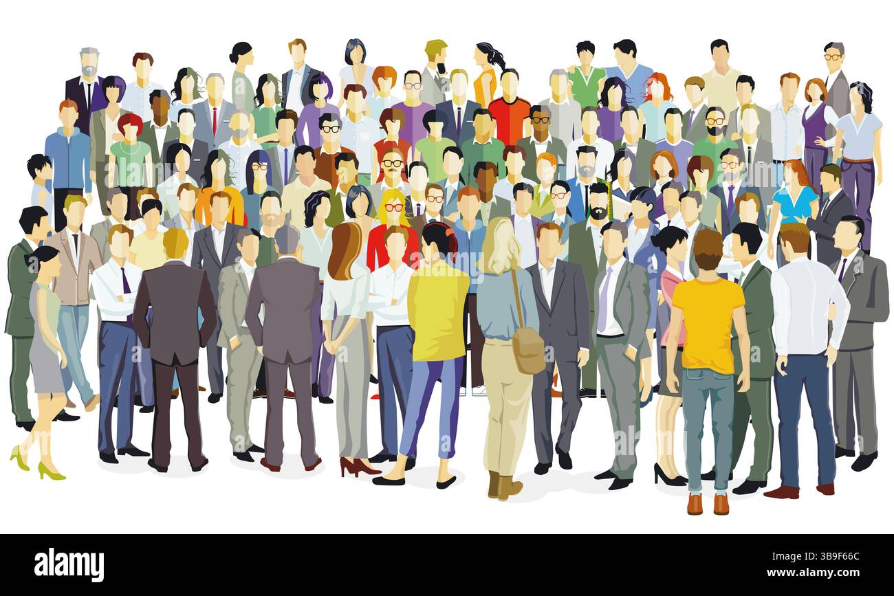 A large colourful group of people, illustration Stock Photo - Alamy