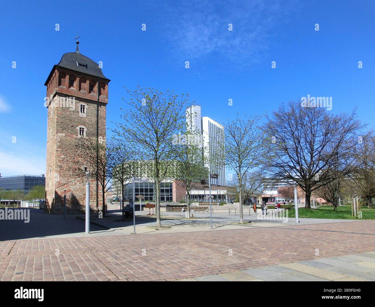 Chemnitz Red Tower and Town Hall Stock Photo - Alamy