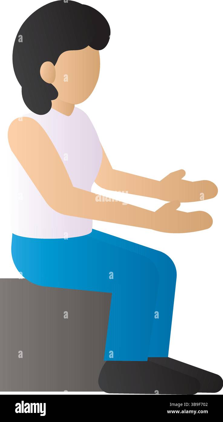 Seated woman arms out Vector illustration Stock Vector Image & Art - Alamy