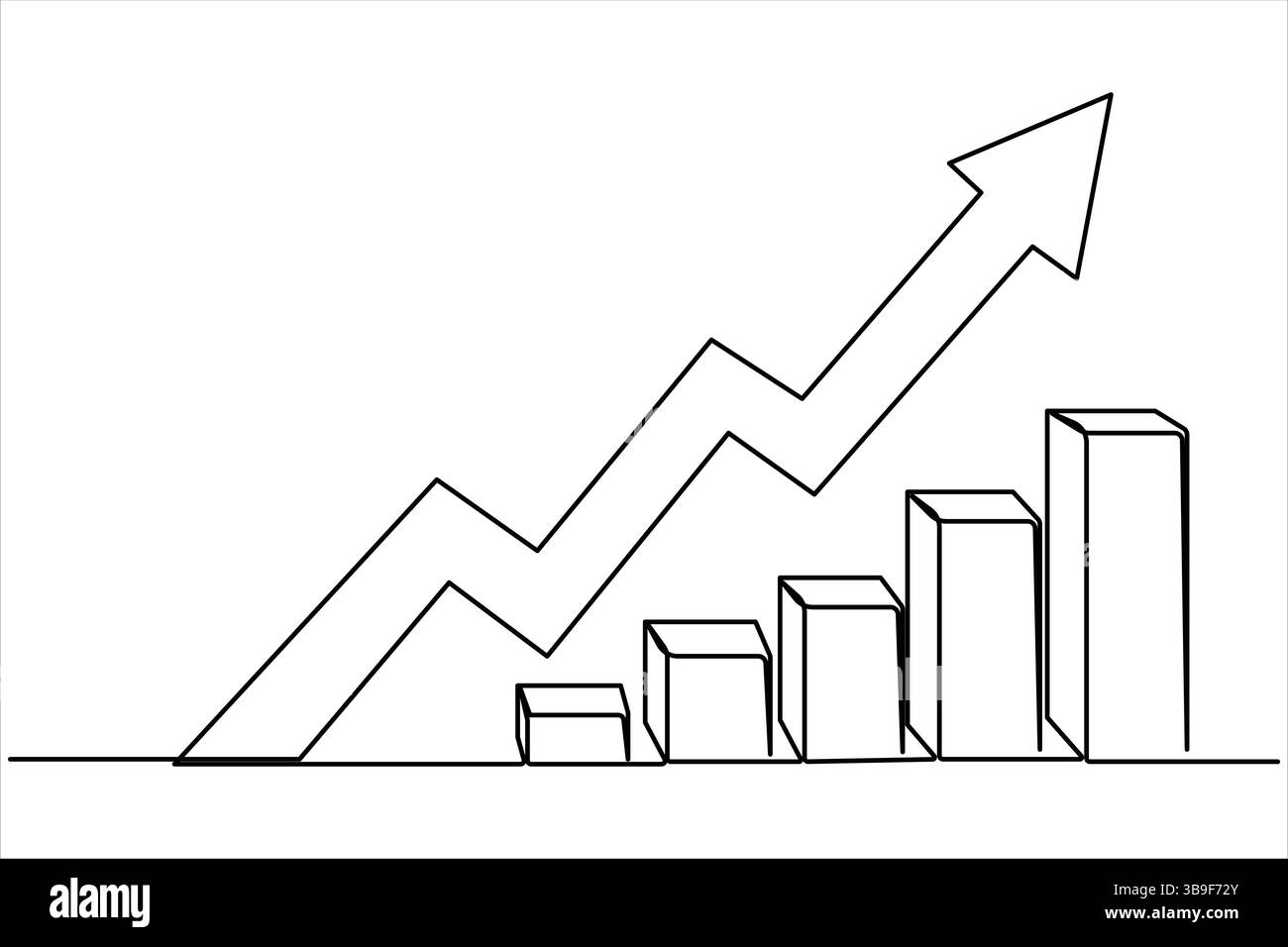 Continuous one line drawing of Business growth graph illustration ...