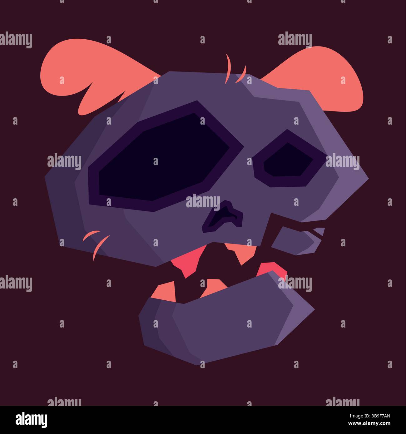 Creepy cartoon skull illustration for horror themes Vector illustration ...