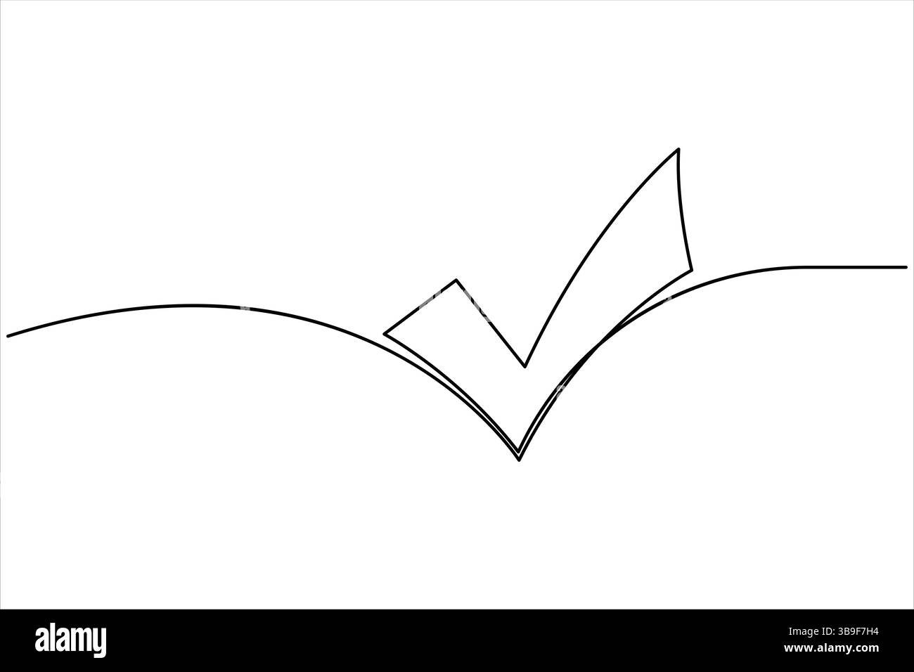 Continuous one line drawing of check tick mark linear icon, vector ...