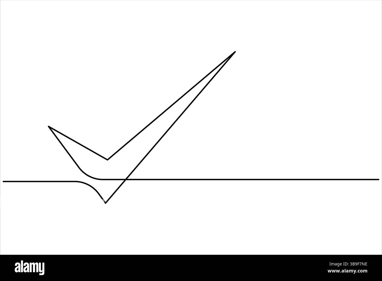 Continuous one line drawing of check tick mark linear icon, vector ...