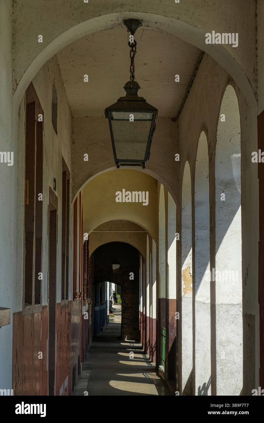 Beautiful arcades on the medieval city wall in bacharach hi-res stock ...