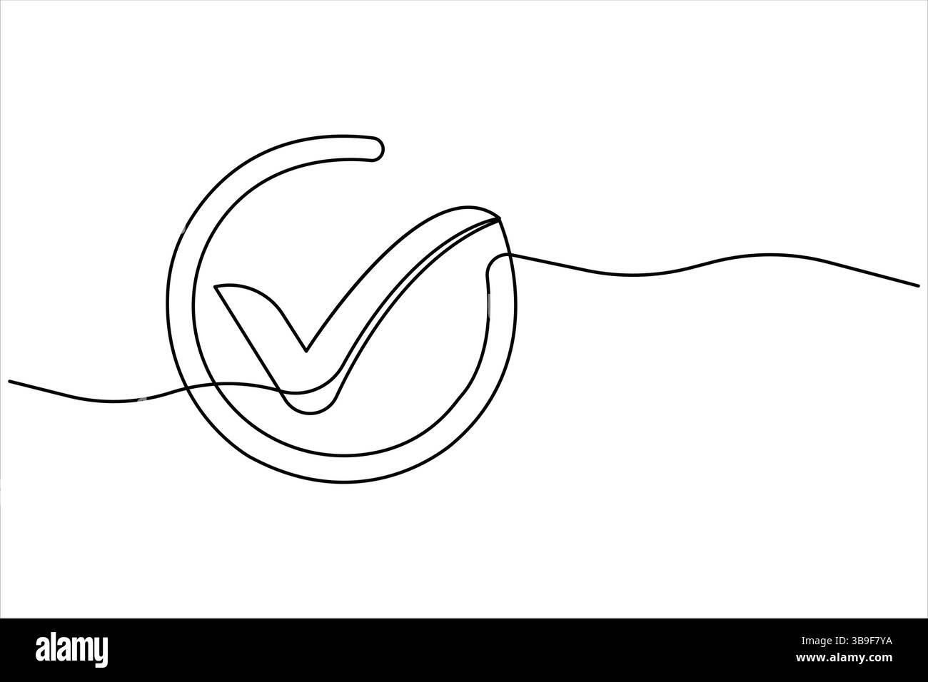Continuous one line drawing of check tick mark linear icon, vector ...