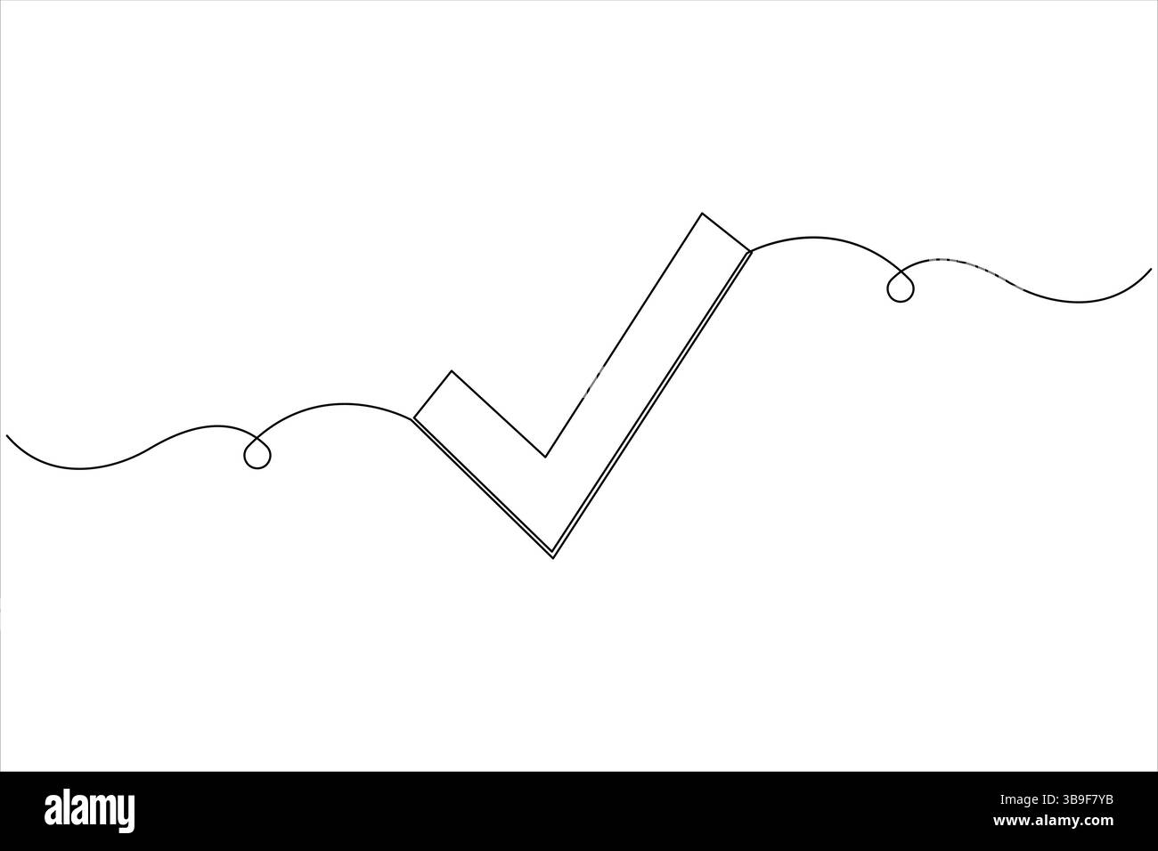 Continuous one line drawing of check tick mark linear icon, vector ...