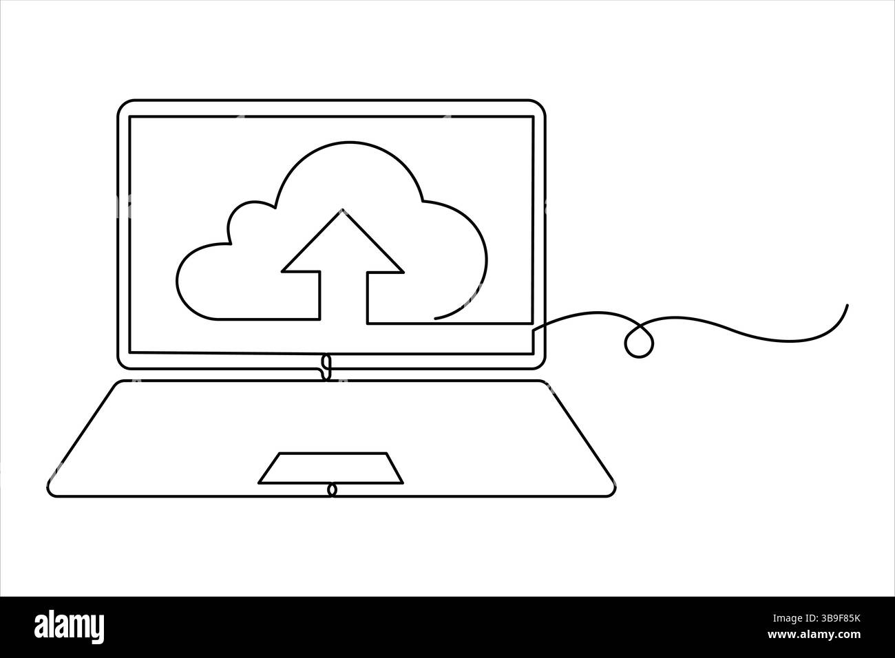 Single continuous one line art drawing of cloud storage vector ...
