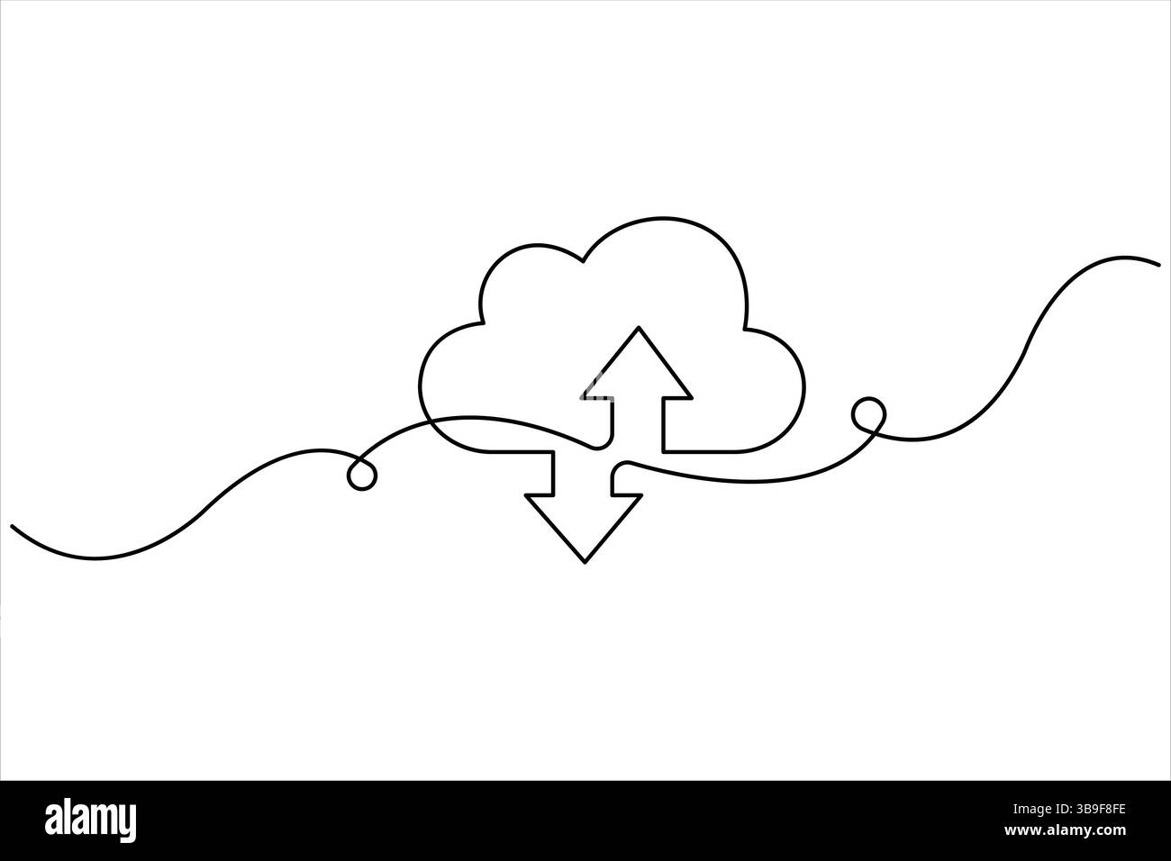 Single continuous one line art drawing of cloud storage vector ...