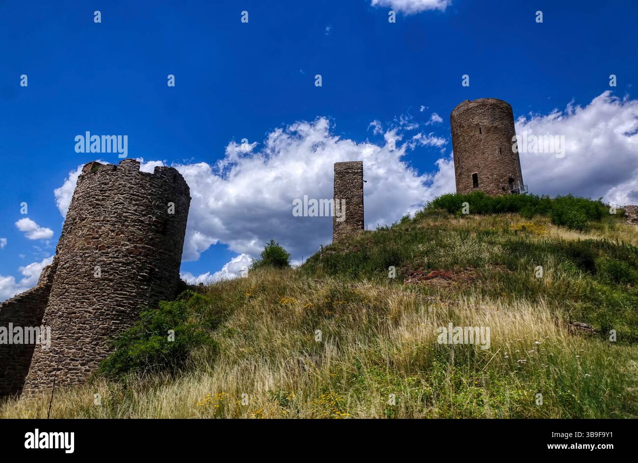 Towers of the medieval castle ruins in moneral hi-res stock photography ...