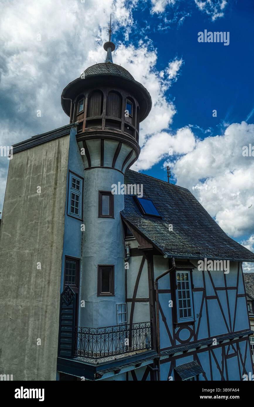 Historic half-timbered house with tower in Wetzlar Stock Photo - Alamy