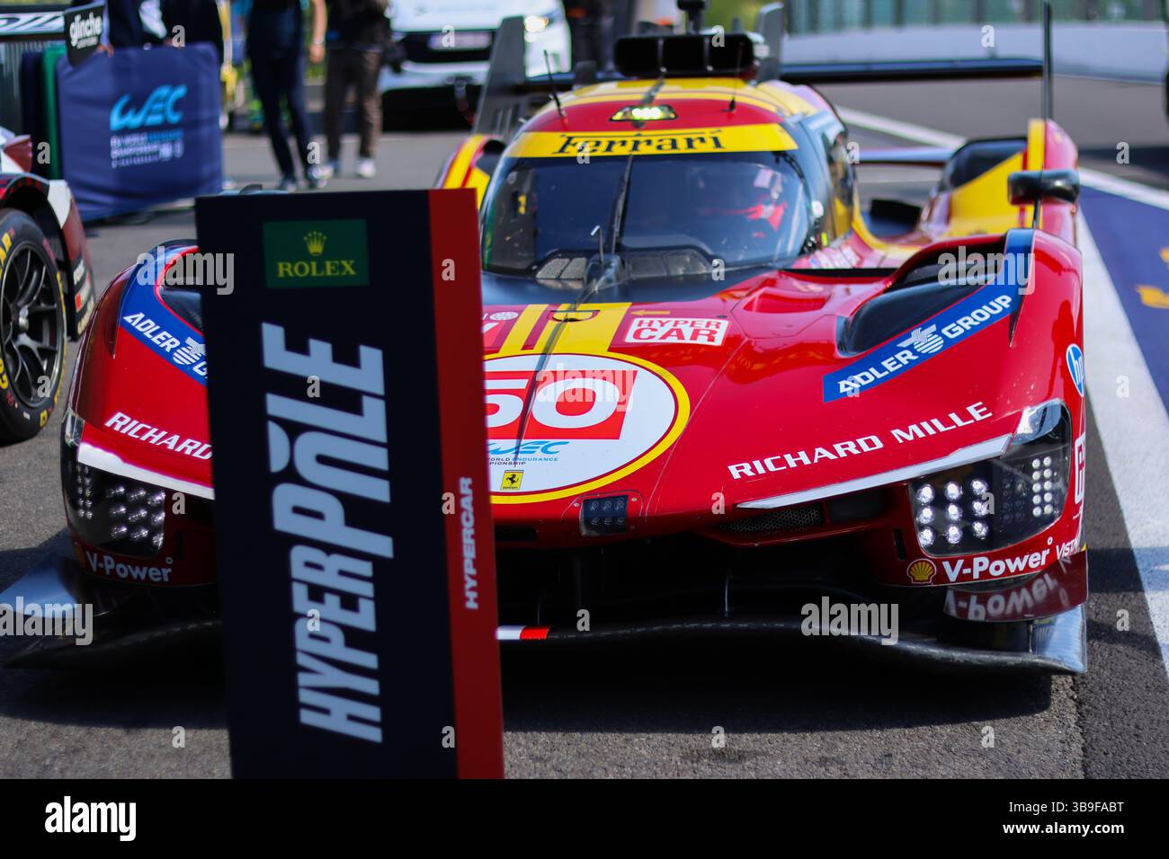 Francorchamps, Belgium. 09th May, 2025. #50 FERRARI AF CORSE seen parked behind the Hyperpole ...
