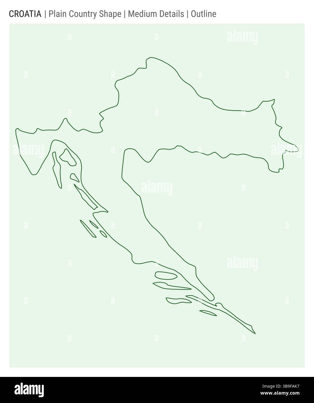 Croatia plain country map. Medium details. Outline style. Shape of ...