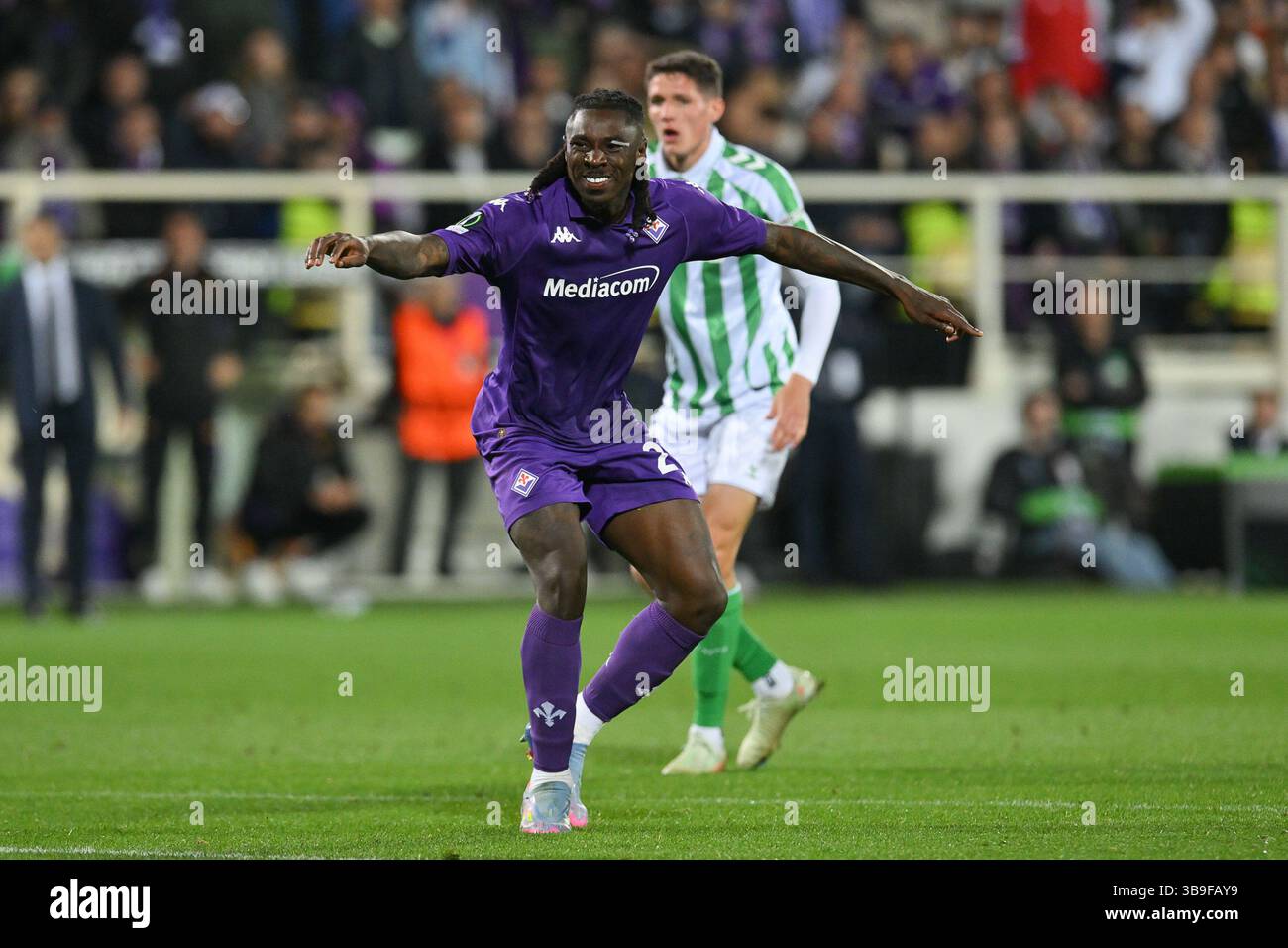 Florence, Italy. 08th May, 2025. Artemio Franchi Stadium, Florence, Italy -Moise Kean of AC ...