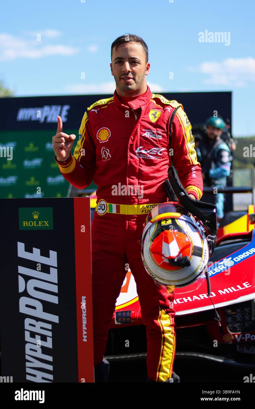 Francorchamps, Belgium. 09th May, 2025. #50 FERRARI AF CORSE driver ANTONIO FUOCO (ITA) poses ...