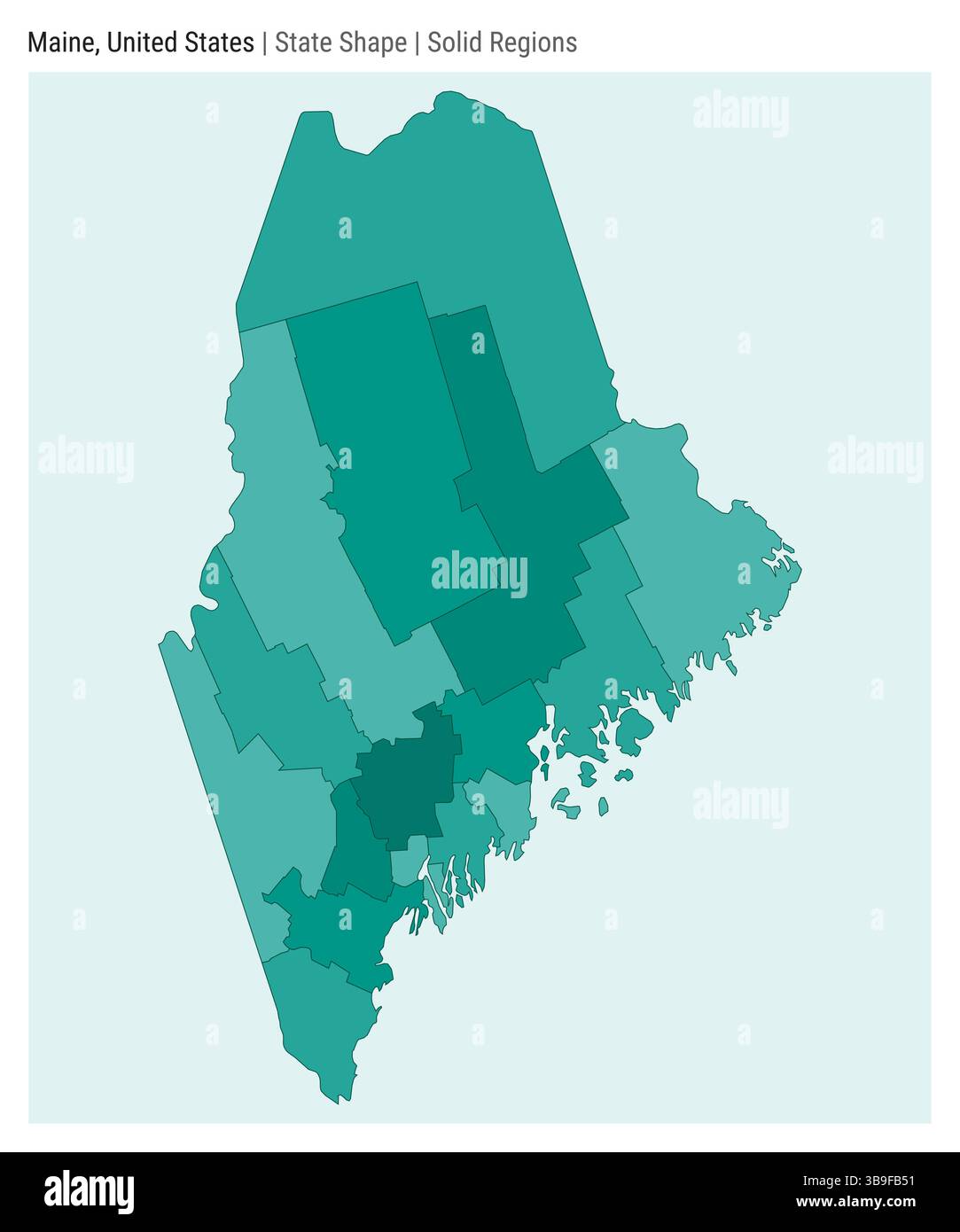 Maine, United States. Simple vector map. State shape. Solid regions ...