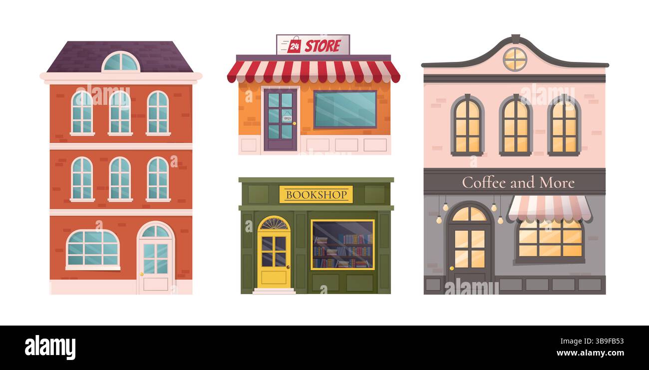 Storefront and building facades set. Vector illustration Stock Vector Image & Art - Alamy