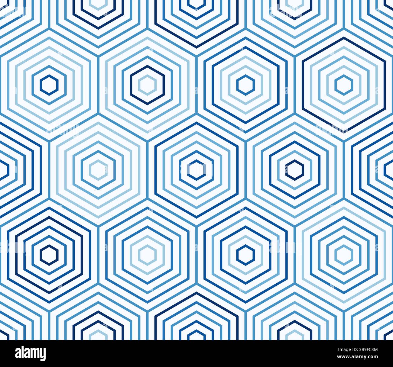 Pattern of geometric shapes. Simple stacked hexagons. Blue color tones ...
