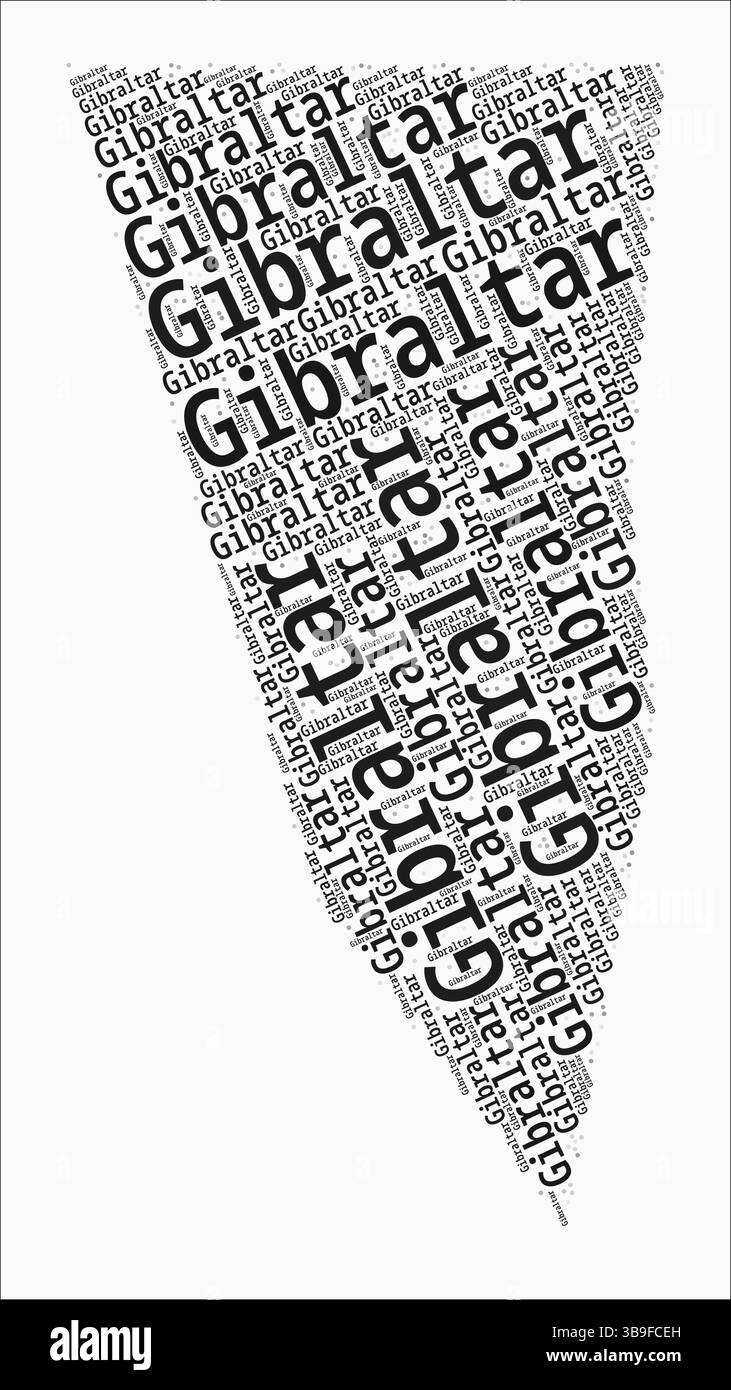 Gibraltar Text Style Regions. Country region names word clouds in the ...