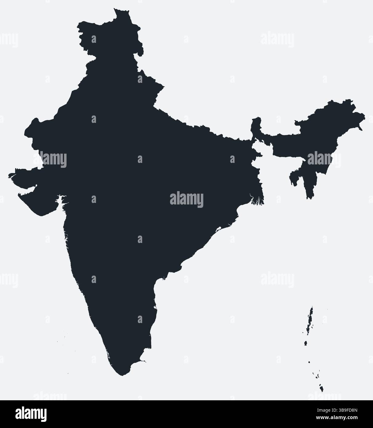 India map. Just a simple border map. Shape of the country. Flat blank ...