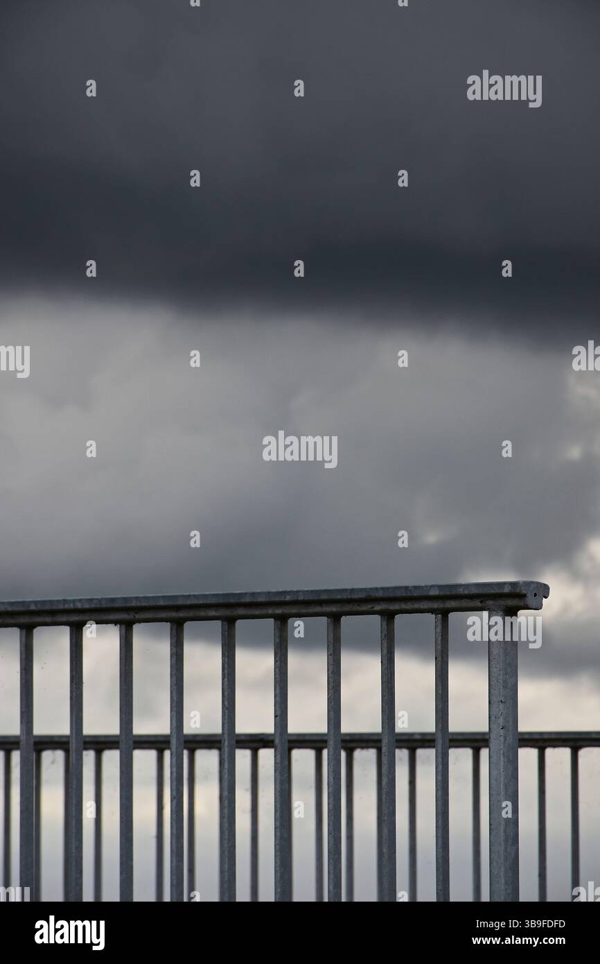 Bridge railing grey in grey Stock Photo - Alamy
