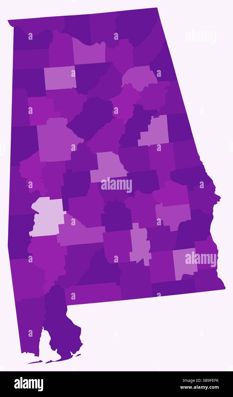 Map of Alabama with counties. A simple state border map with county ...