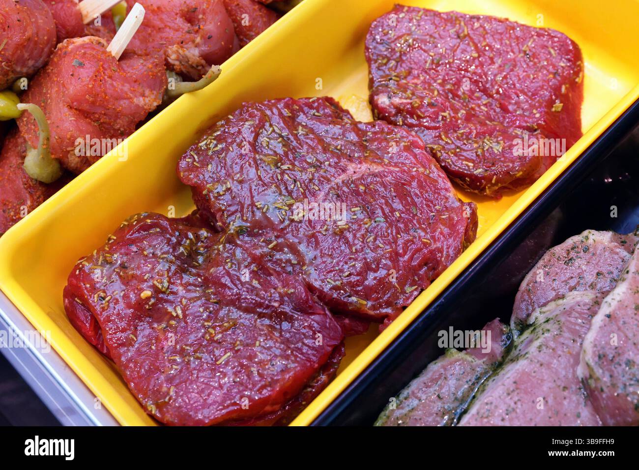 Raw seasoned marinate pork hi-res stock photography and images - Alamy
