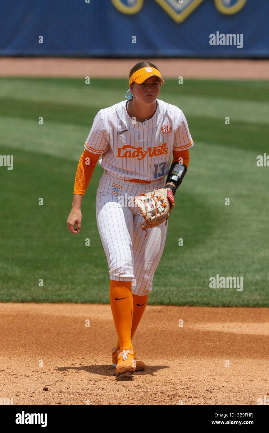 ATHENS, GA - MAY 08: Tennessee infielder Emma Clarke (13) readies for ...