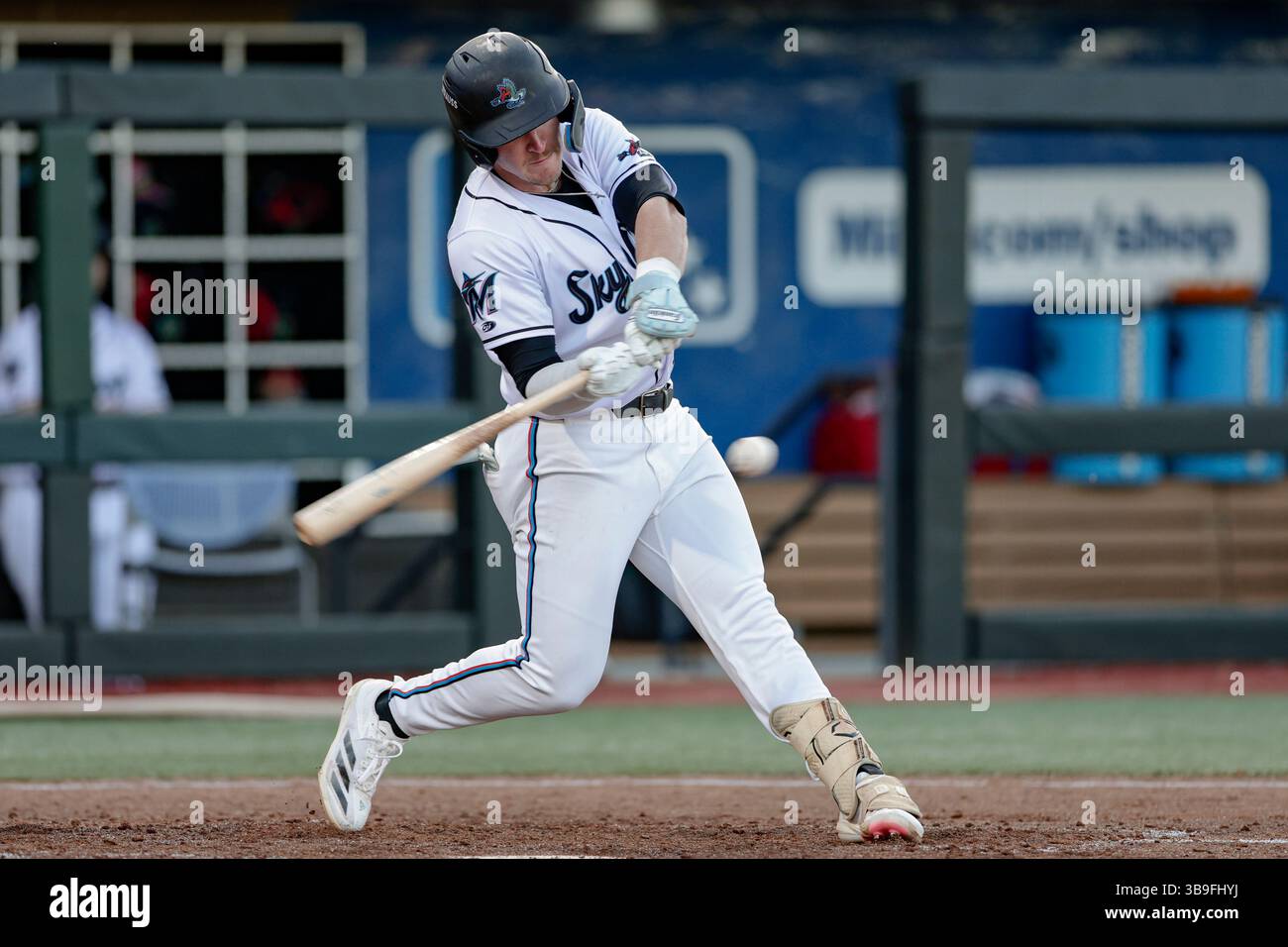 Beloit, WI. USA: Beloit Sky Carp second base Gage Miller (12) hits a ...