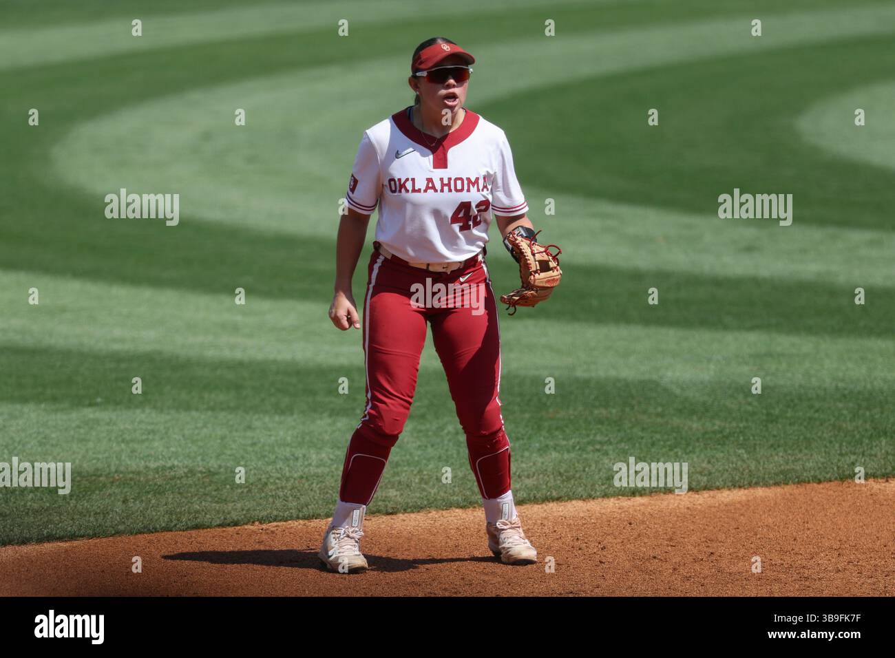 ATHENS, GA - MAY 08: Oklahoma infielder Gabbie Garcia (42) readies for ...