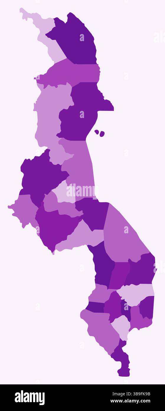 Map of Malawi with regions. Just a simple country border map with ...