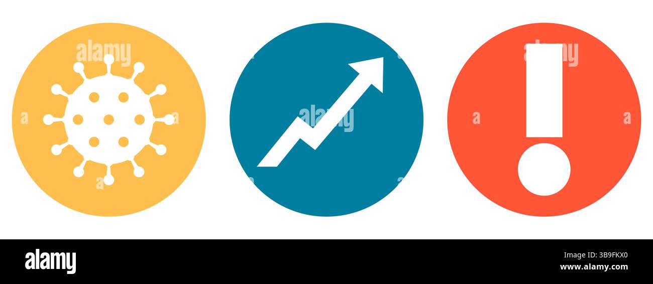 Show icons in blue red orange and green Stock Photo - Alamy