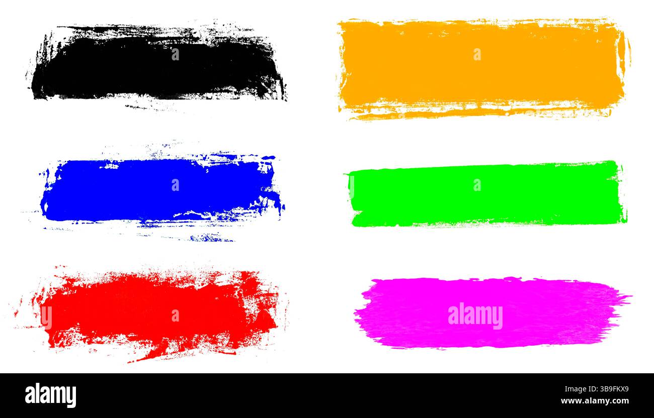 6 painted colourful brush banner Stock Photo - Alamy