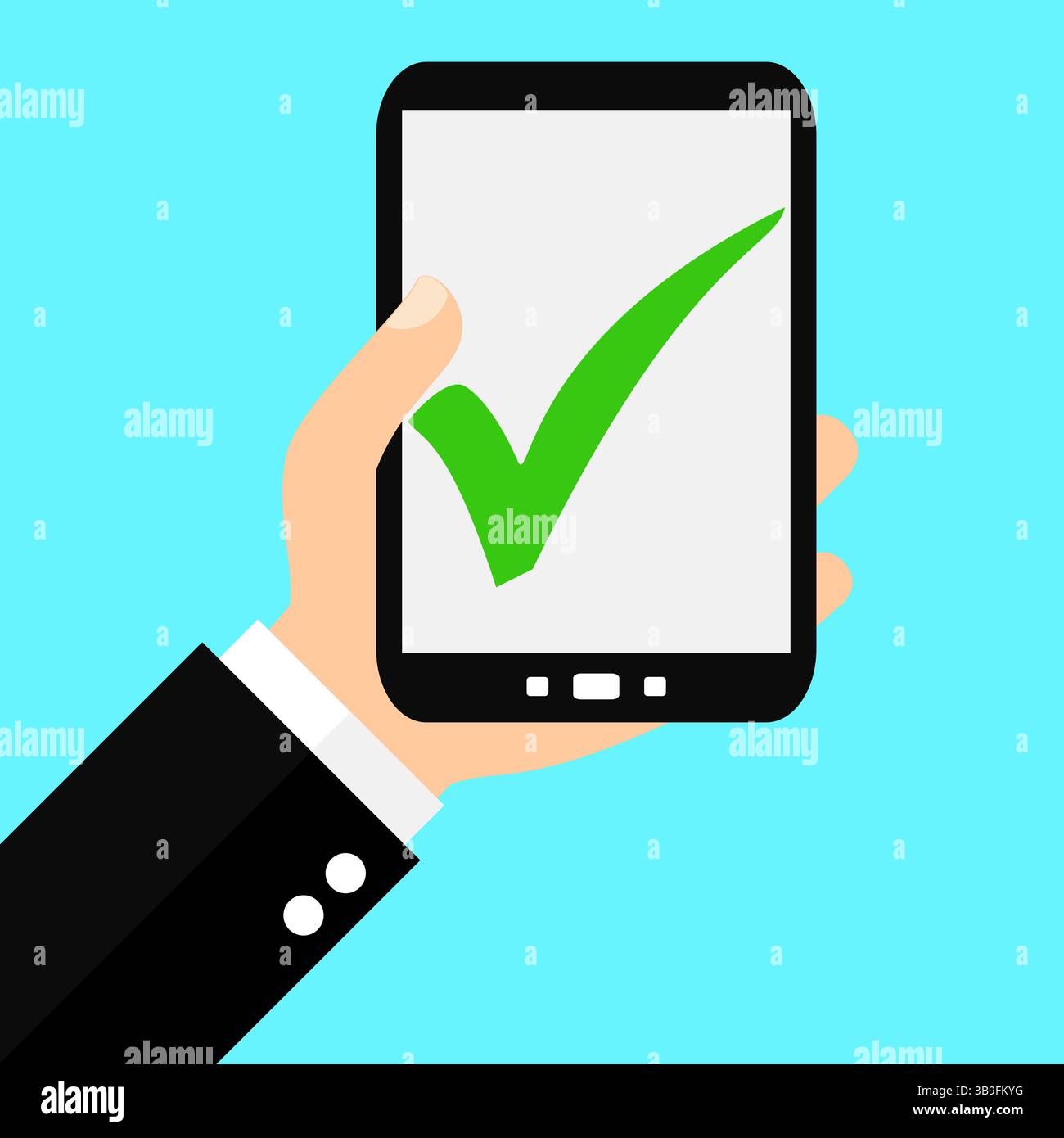 Hand smartphone tick solution hi-res stock photography and images - Alamy