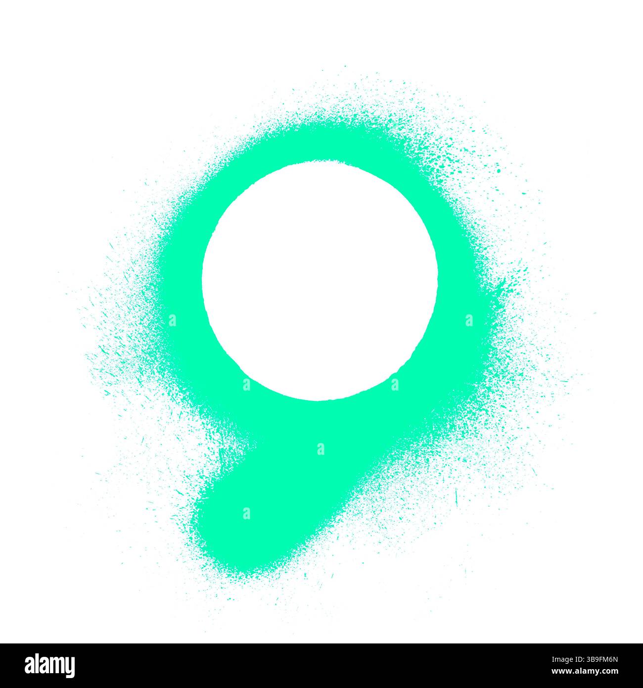 Green turquoise circle as stencil with border by green graffiti paint ...
