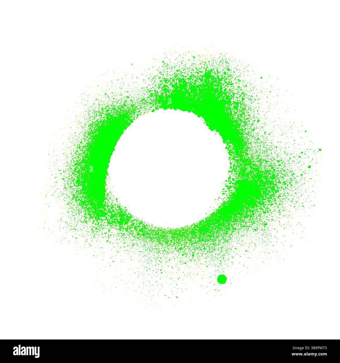 White circle as stencil with border by green graffiti paint Stock Photo ...