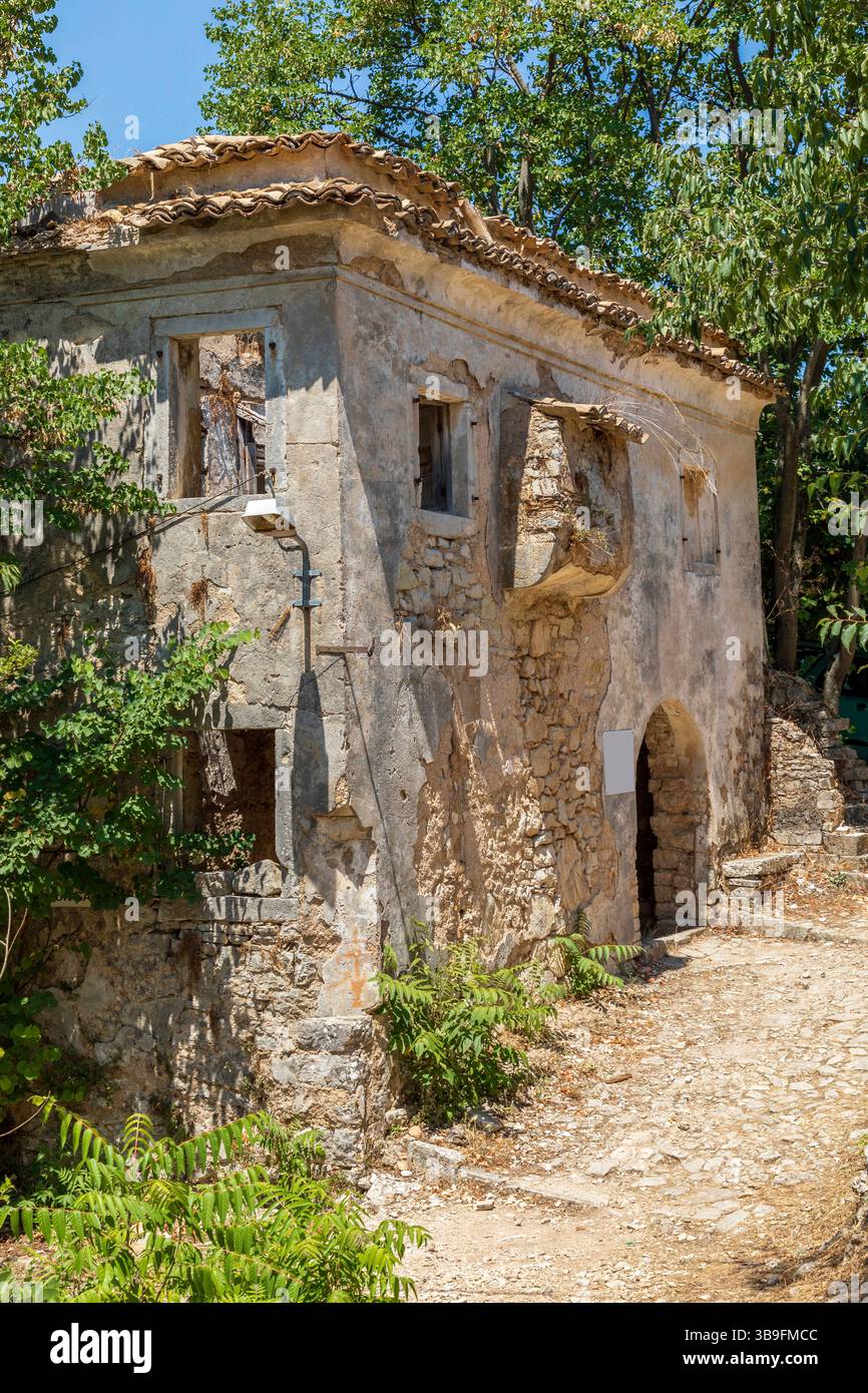 Ruins of the abandoned village of perithia on corfu hi-res stock ...
