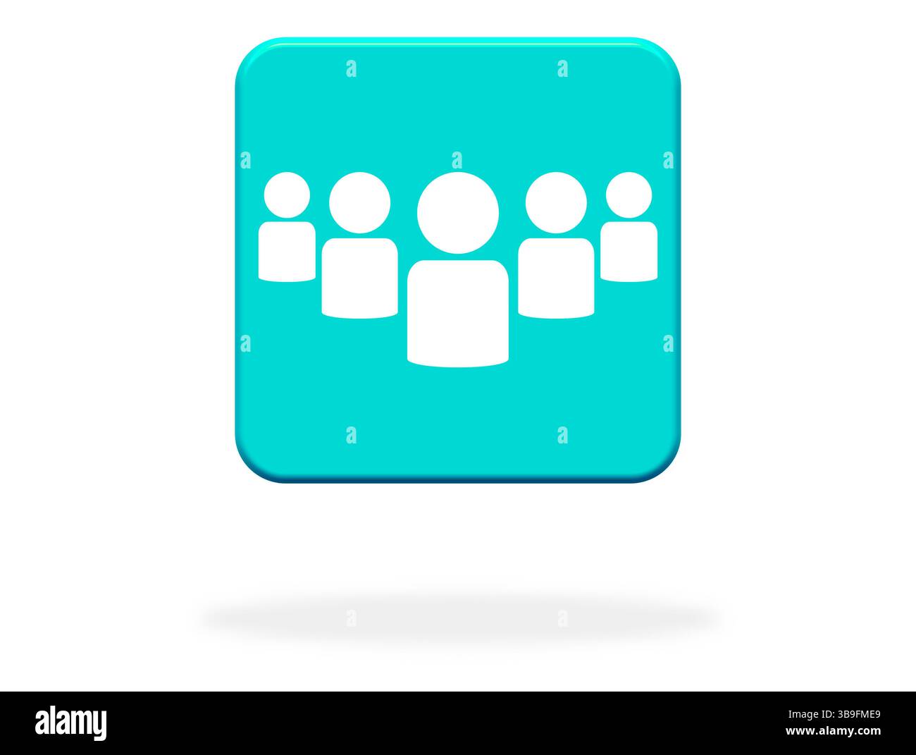 5 people as group symbol for on blue button Stock Photo - Alamy
