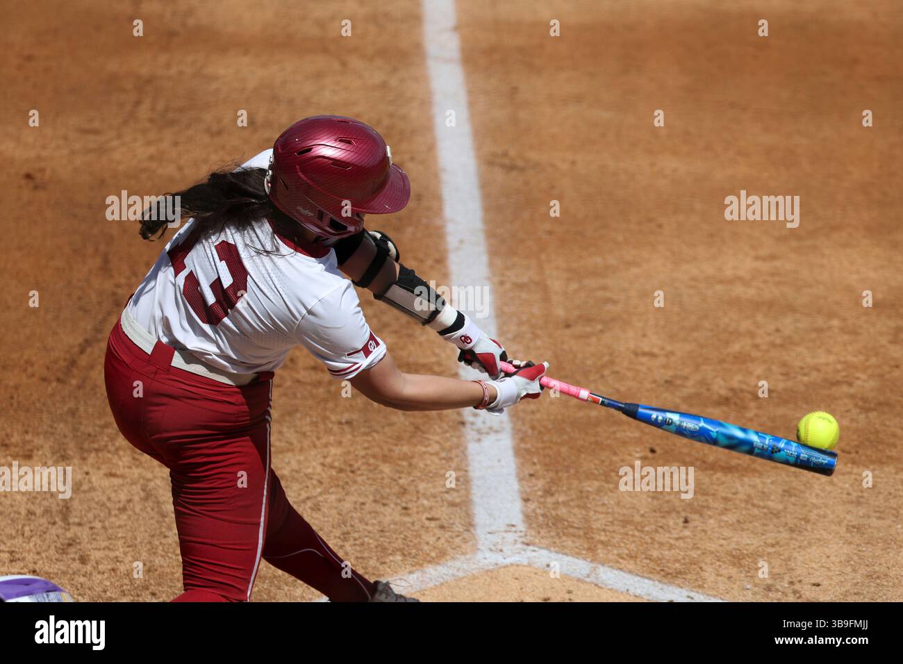 ATHENS, GA - MAY 08: Oklahoma catcher Isabela Emerling (13) hits a foul ...