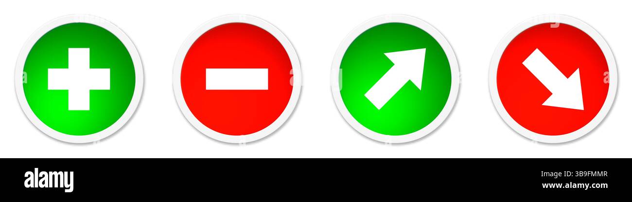 Collection: 4 buttons red and green show plus, minus, arrow up and ...