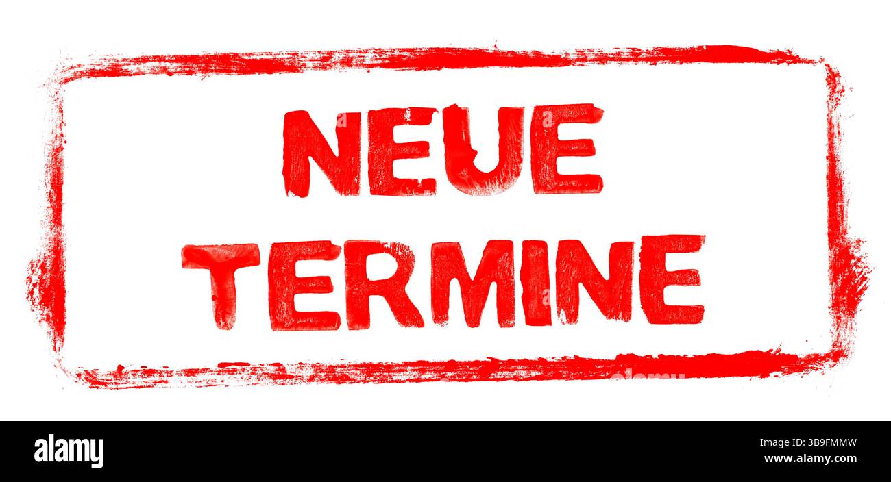 Red stamp frame: New dates Stock Photo - Alamy