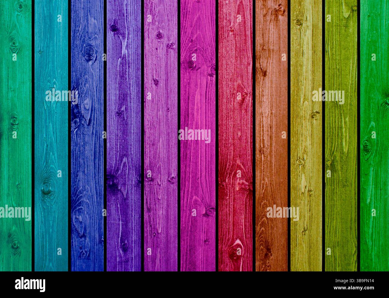 Wooden boards with rainbow colour background Stock Photo - Alamy