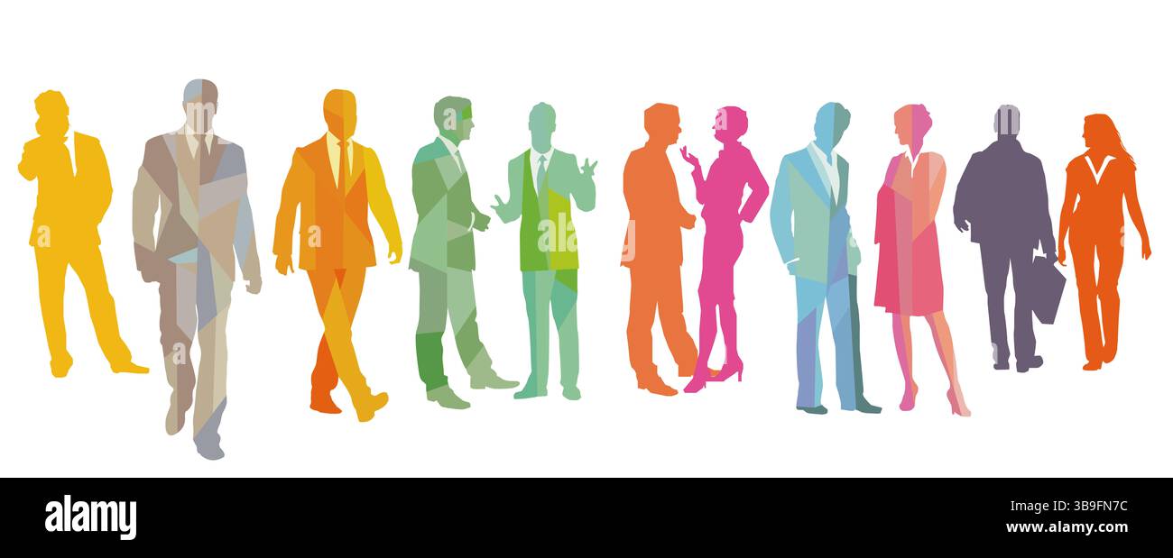 A big colourful group of people, illustration Stock Photo - Alamy