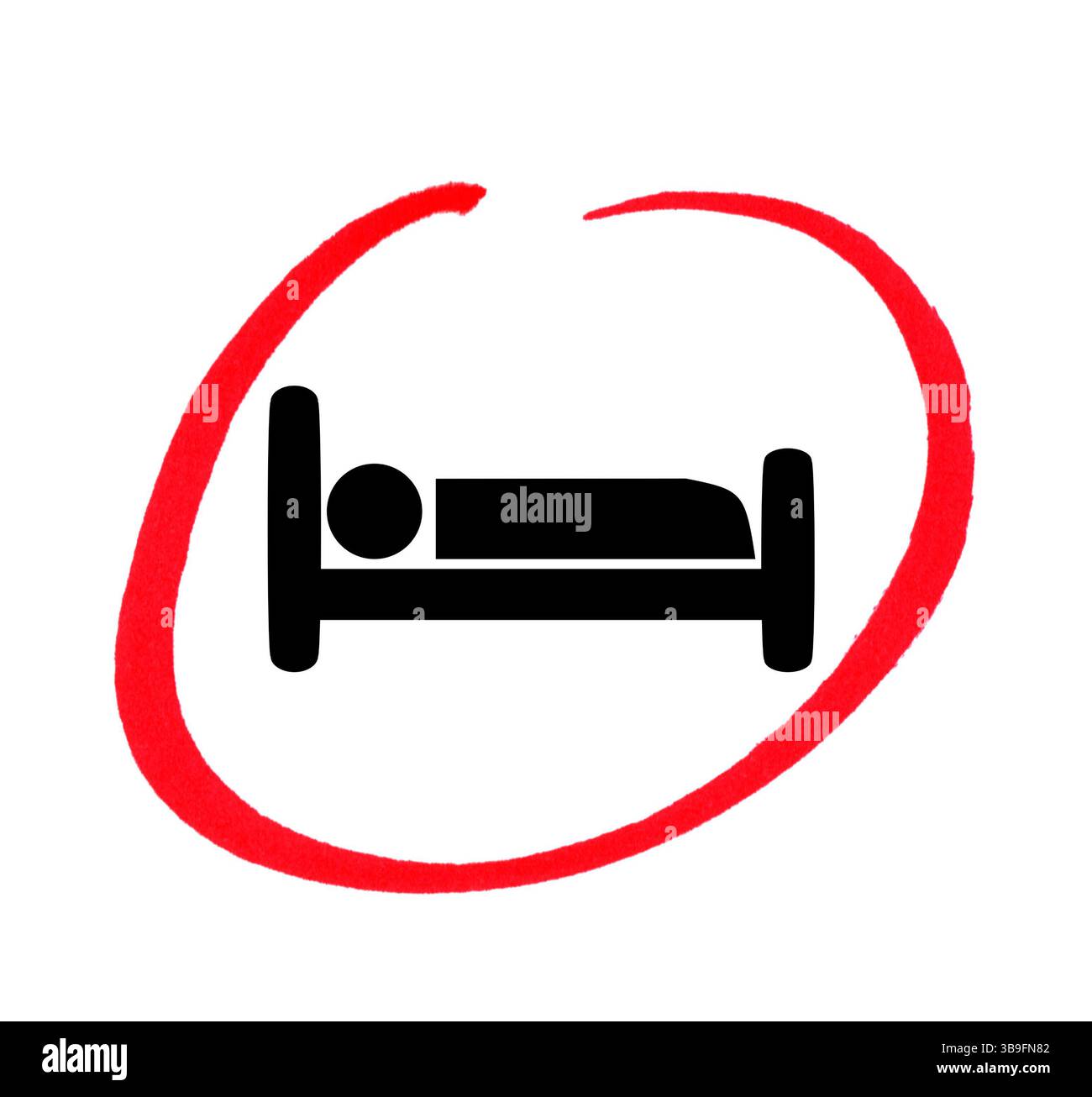 Hotel or overnight stay: bed with red pencil marking Stock Photo - Alamy