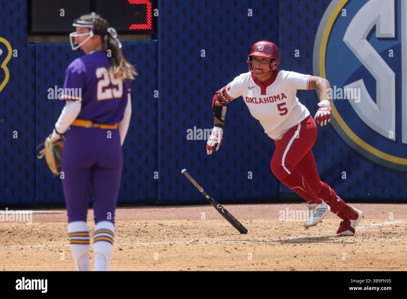 ATHENS, GA - MAY 08: Oklahoma infielder Ella Parker (5) watches the ...