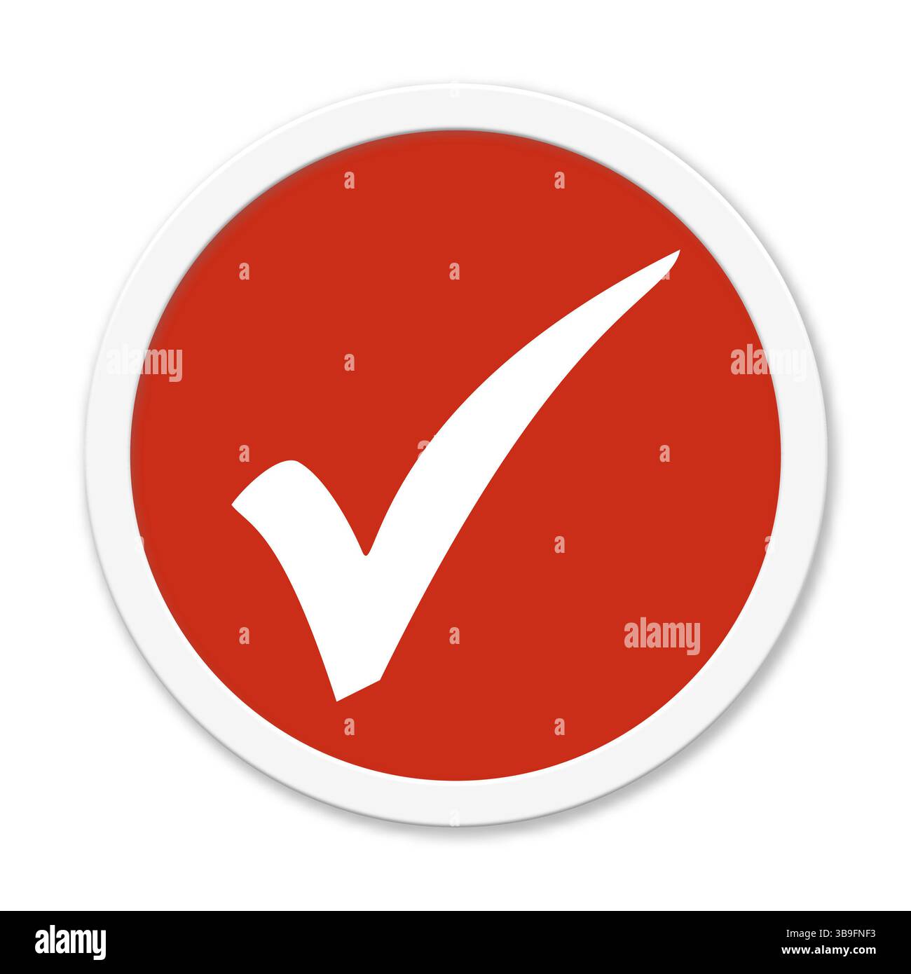 Round red button shows tick symbol Stock Photo - Alamy