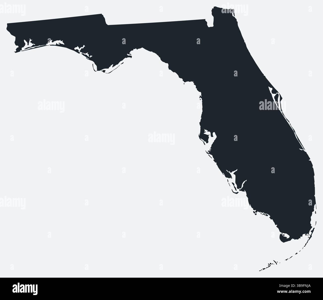 Florida map. Just a simple border map. Shape of the state. Flat blank ...